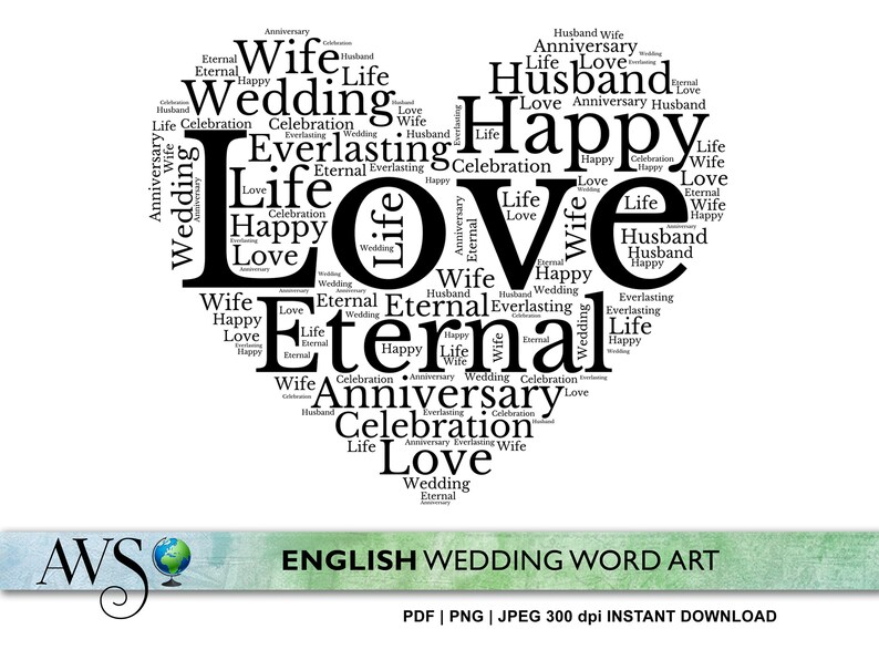 5 Digital Word Art Wedding Word Art - Wedding Printables JPEG PNG PDF ...
