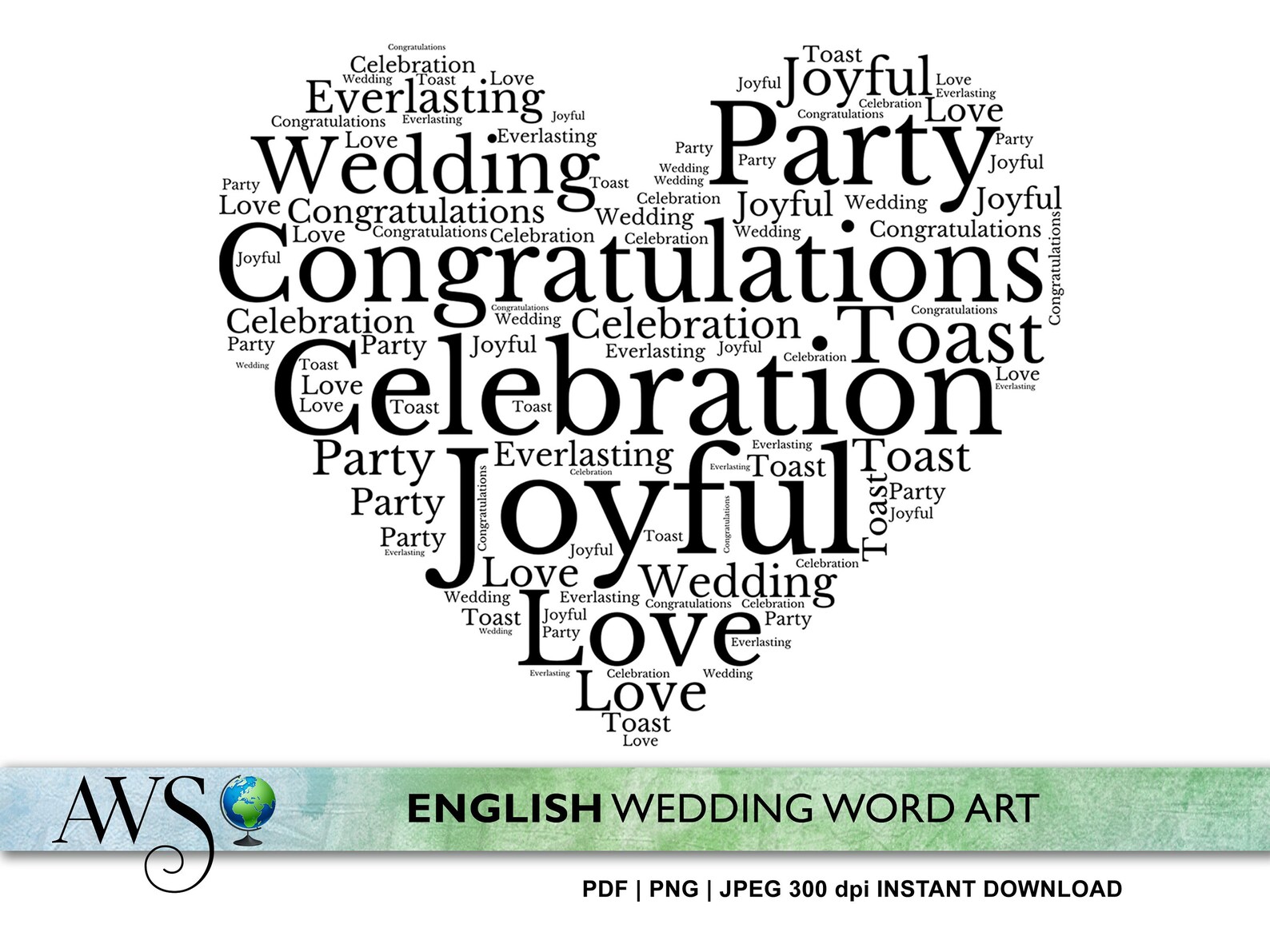 5 Digital Word Art Wedding Word Art - Wedding Printables JPEG PNG PDF ...