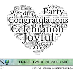 5 Digital Word Art Wedding Word Art - Wedding Printables JPEG PNG PDF ...