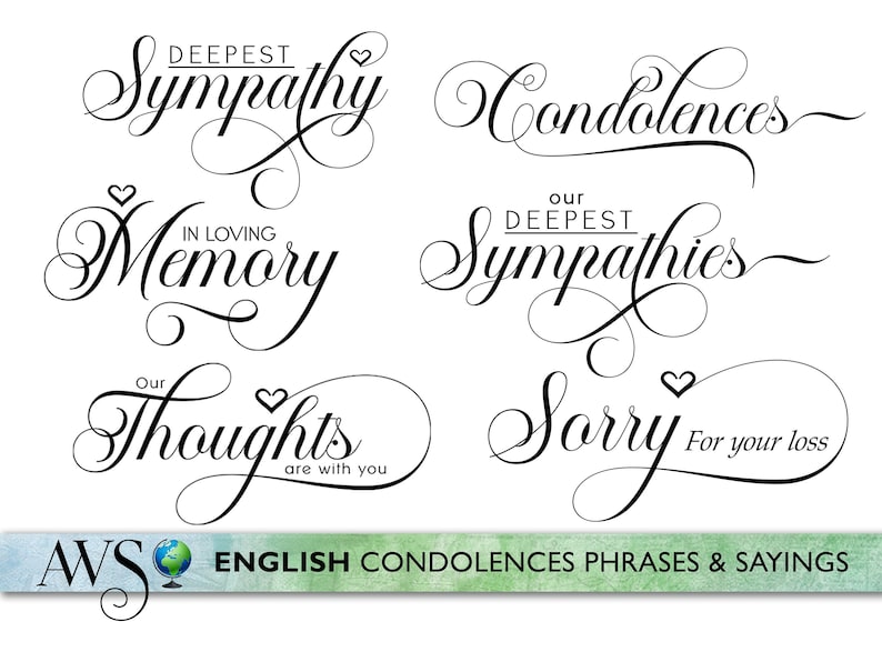 Sincere Condolences Clipart Memorial Clipart | Jpeg | Pdf, Instant ...