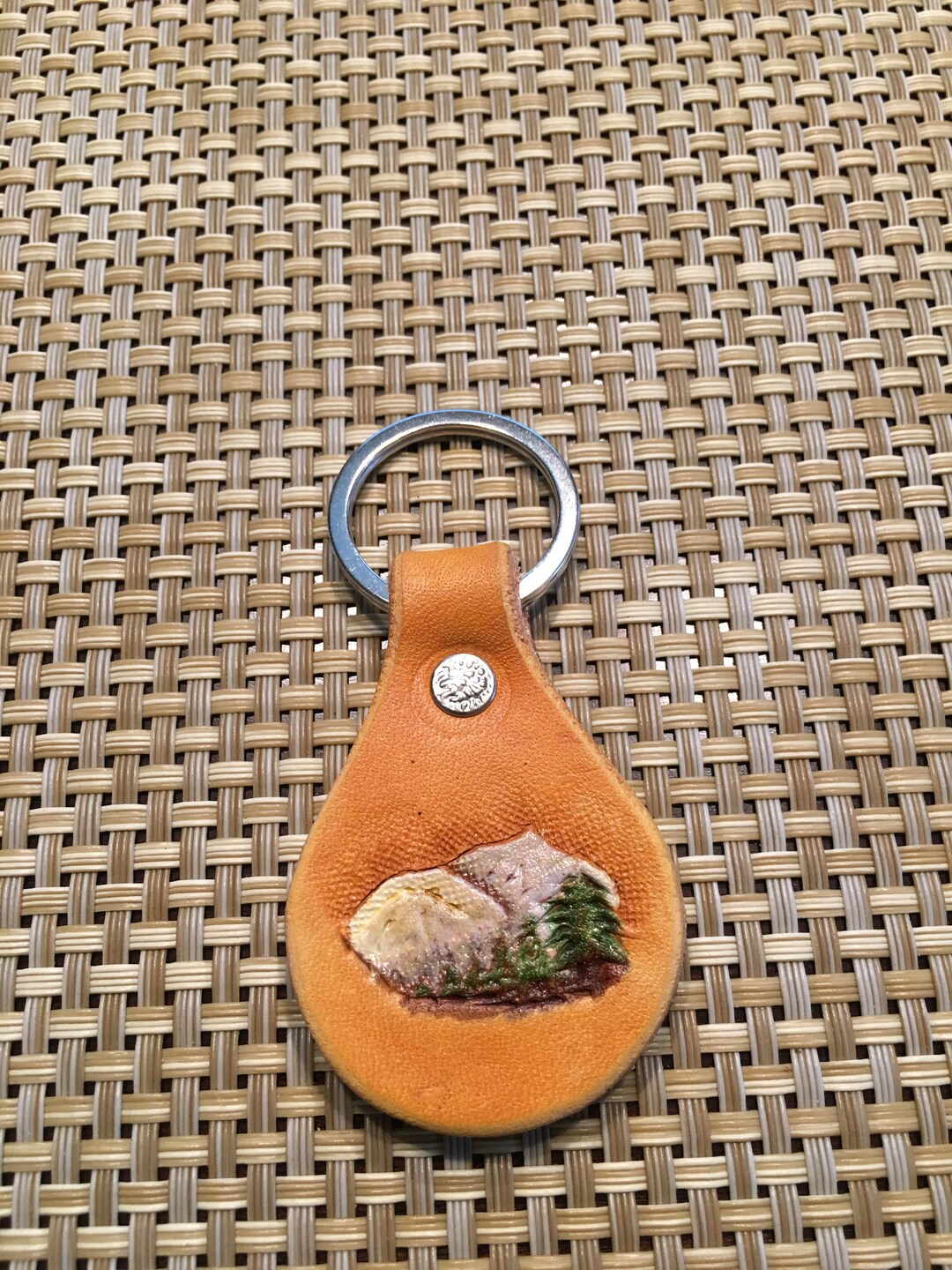 Key Fob With a Mountain Scene-tooled and Painted - Etsy