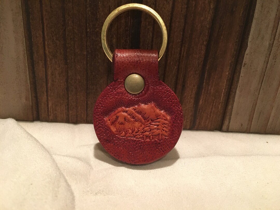 Key Fob With a Mountain Scene Tooling - Etsy
