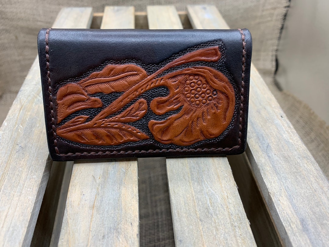 Business Card Wallet With Tooled Front - Etsy
