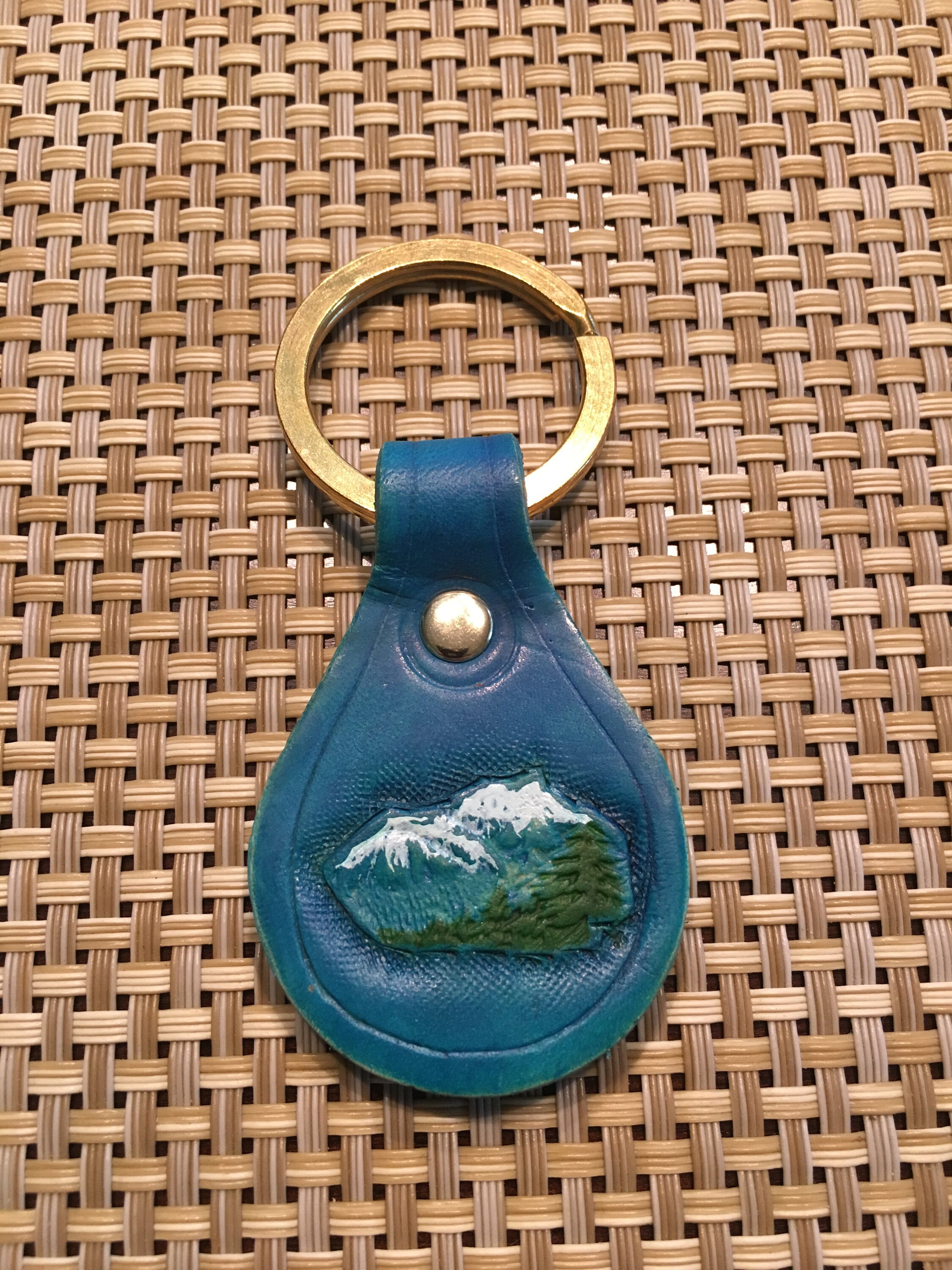 Key Fob With a Mountain Scene-tooled and Painted - Etsy