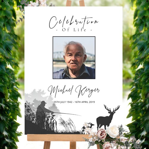 Deer Fishing Funeral Sign Funeral Welcome Sign Printable - Etsy