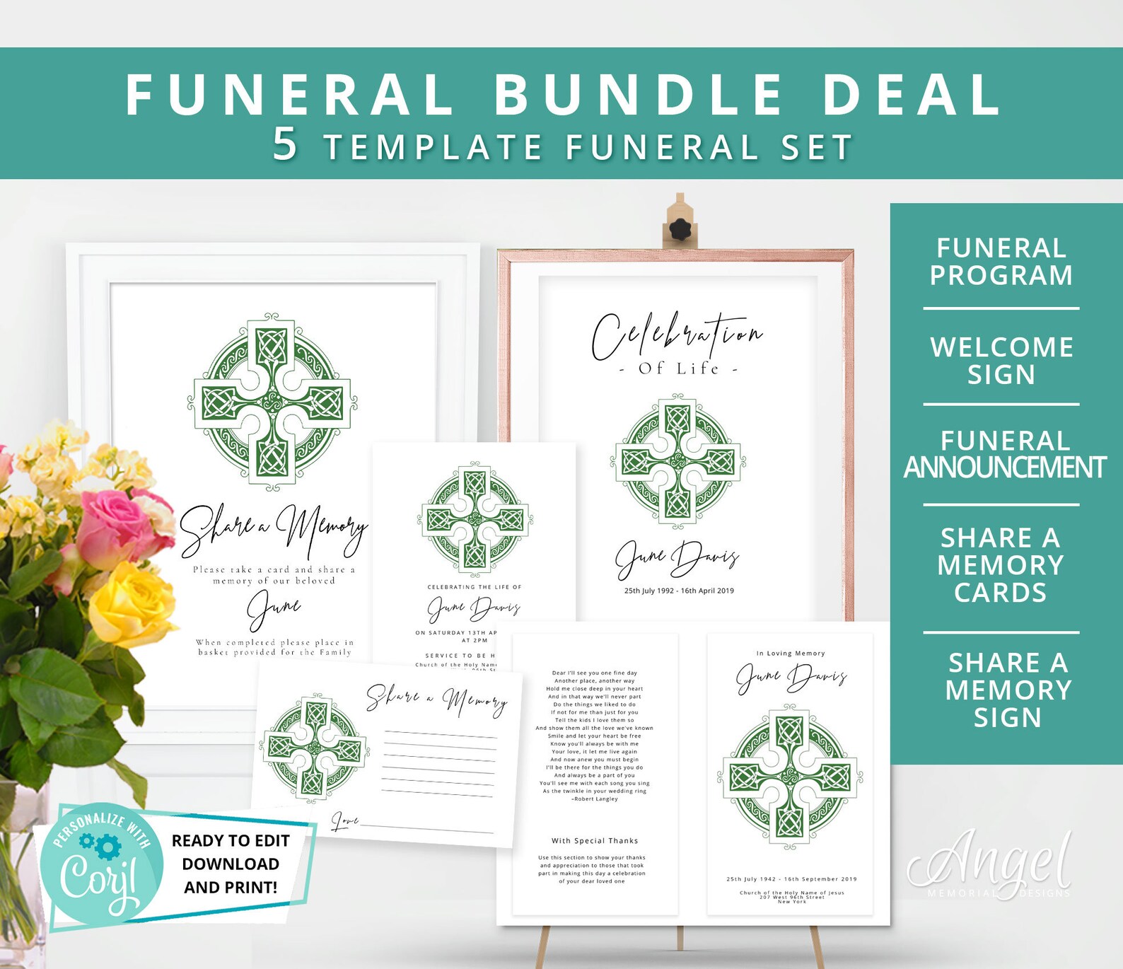 Funeral Bundle Set Printable Funeral Memory Bundle Funeral - Etsy