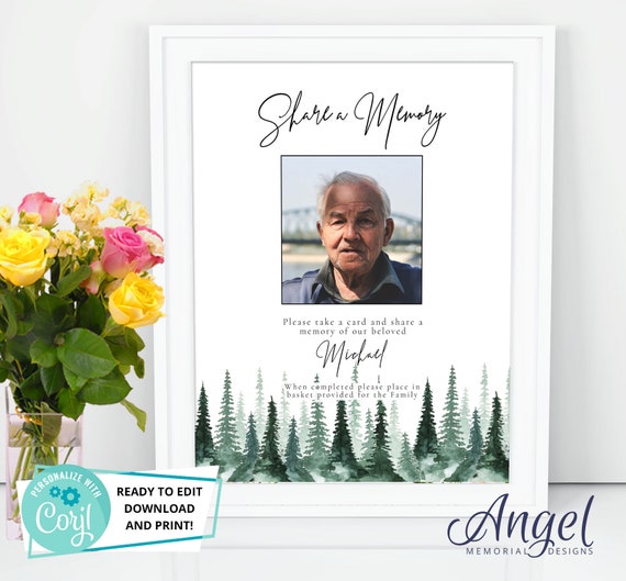 Share a Memory Funeral Sign Printable Funeral Memory Sign | Etsy