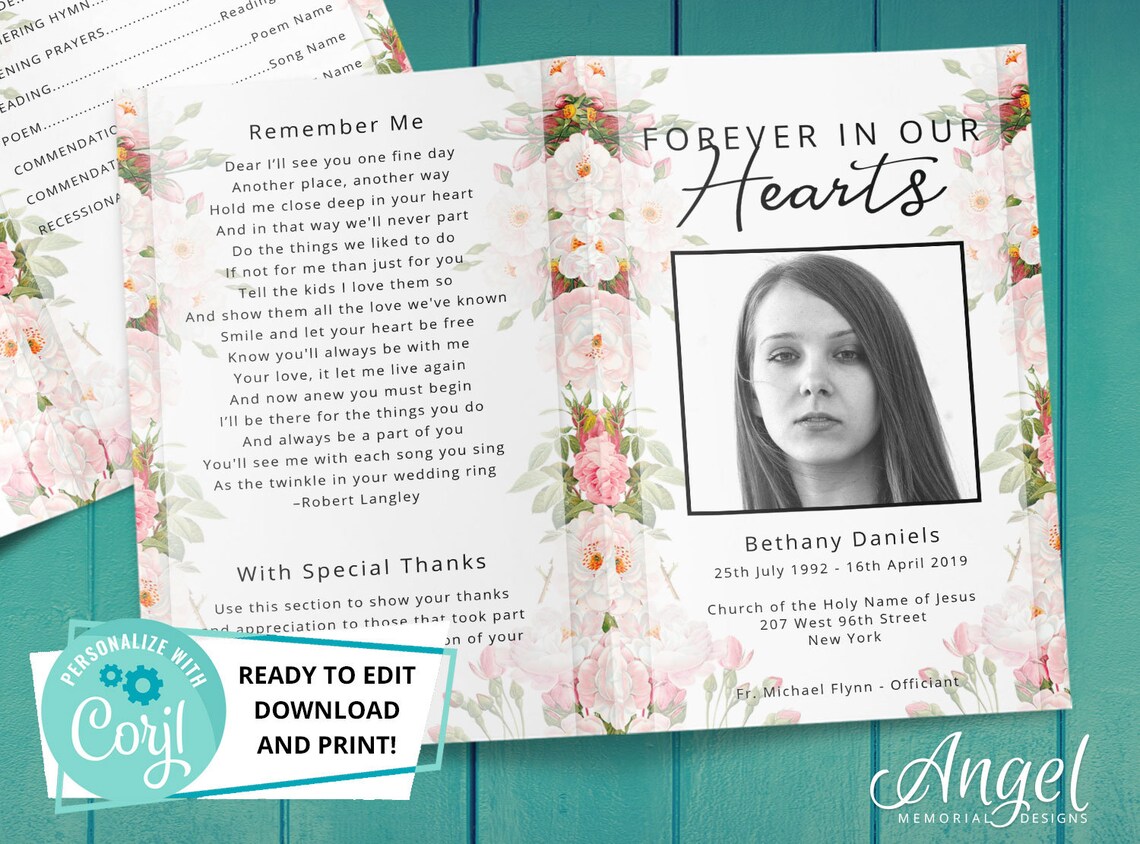 Funeral Program Template Digital Funeral Program Editable - Etsy