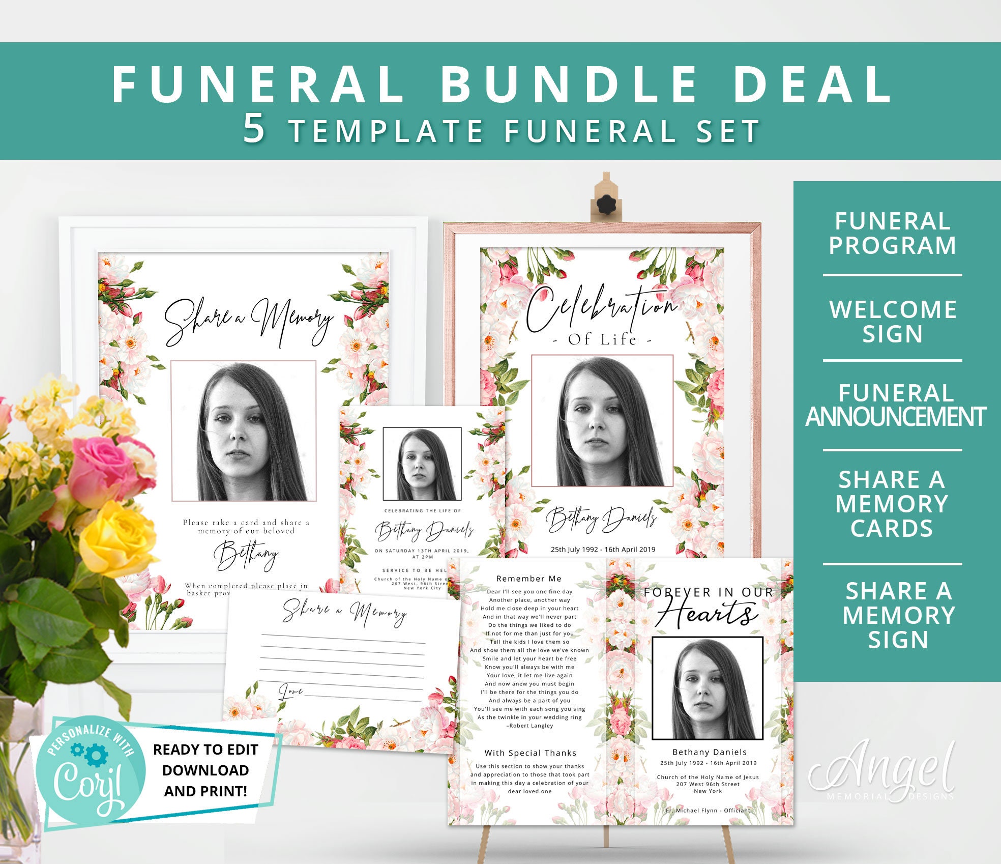 Funeral Bundle Set Printable Funeral Memory Bundle Funeral - Etsy