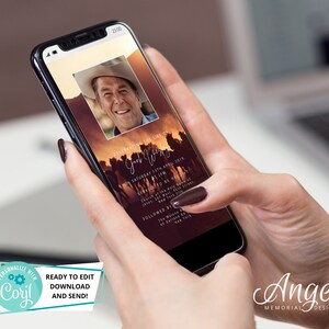 Funeral Announcement Invite Electronic Celebration of Life Editable ...