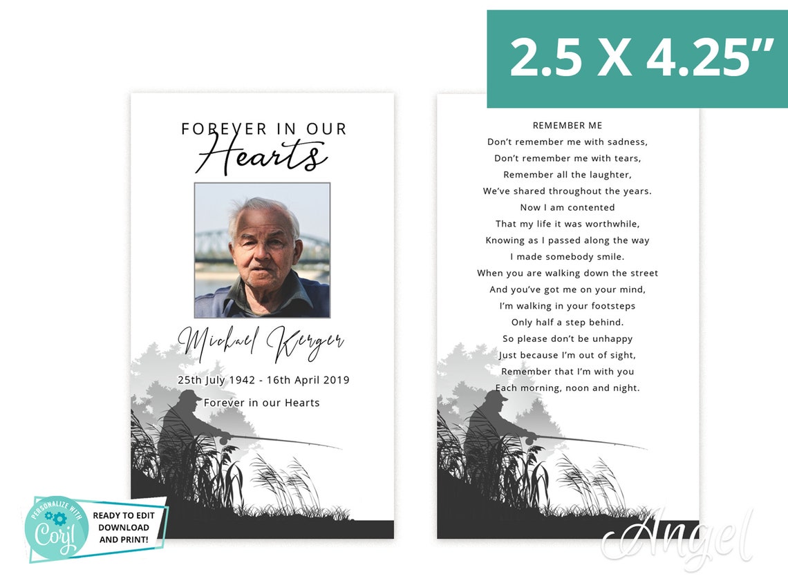 Fishing Funeral Prayer Card Printable Funeral Prayer Card - Etsy Canada