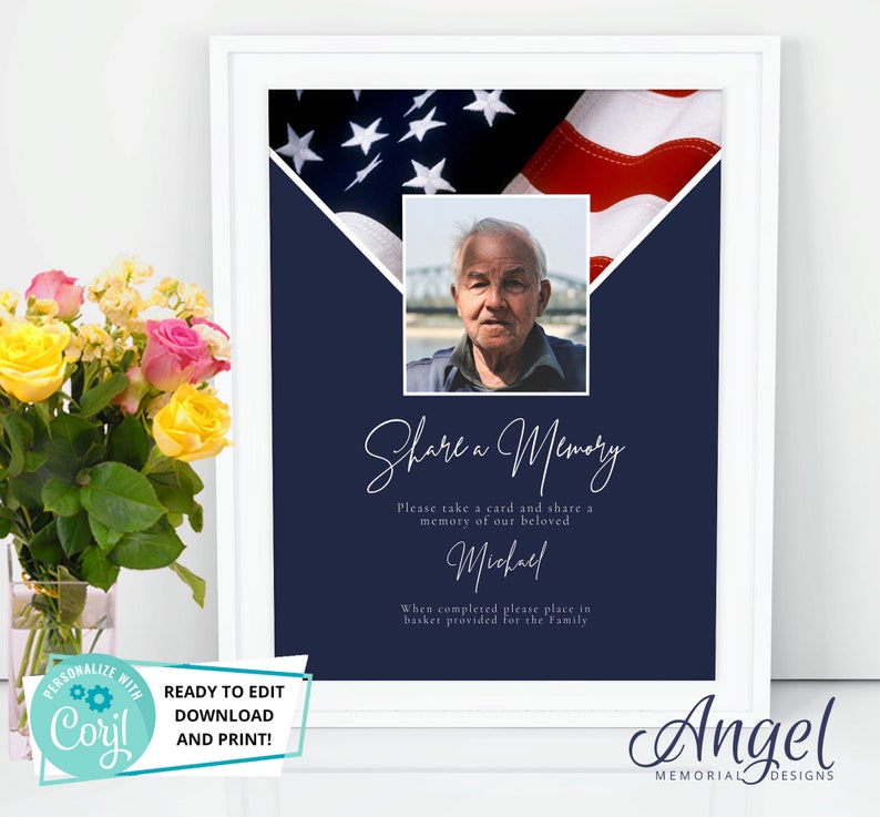 Share a Memory Funeral Sign Printable Soldier Funeral Memory - Etsy