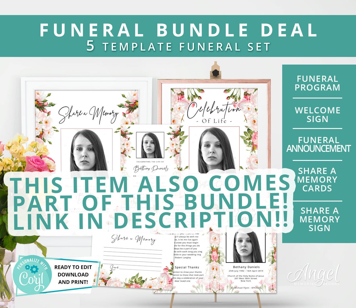 Funeral Program Template Digital Funeral Program Editable - Etsy