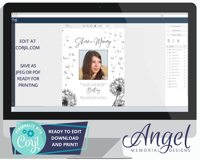 Share a Memory Funeral Sign Printable Funeral Memory Sign - Etsy