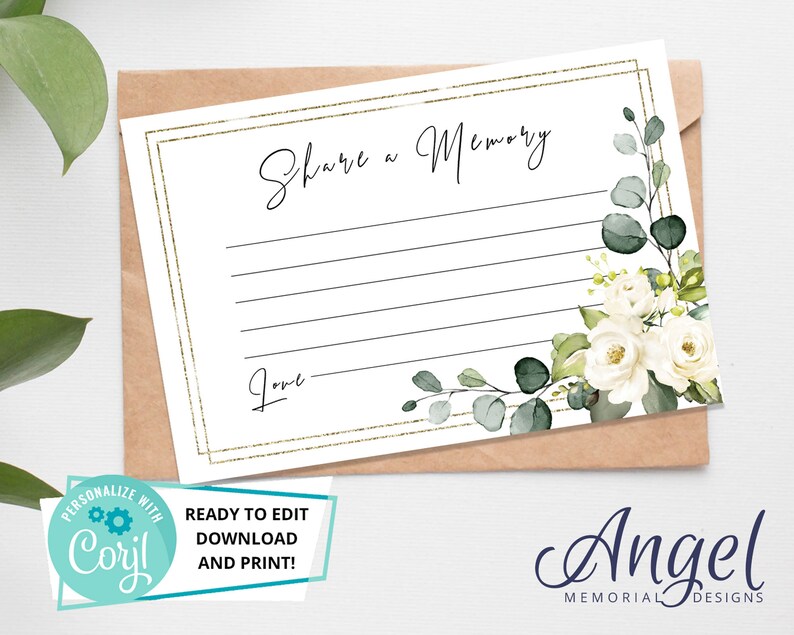 Share a Memory Funeral Sign and Card Flowers Printable | Etsy