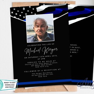 Funeral Announcement Card Police Printable Funeral - Etsy