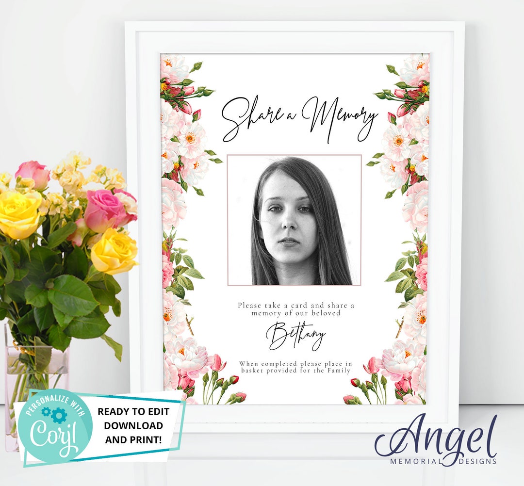 Share a Memory Funeral Sign - Printable Funeral Memory Sign | Keepsake ...