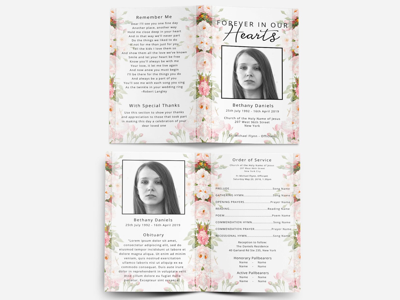 Funeral Program Template | Digital Funeral Program | Editable Funeral ...