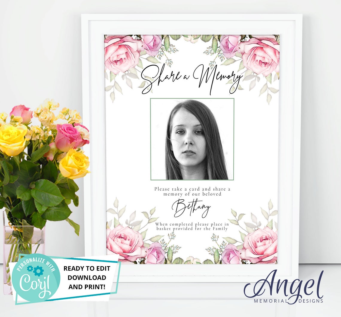 Rose Funeral Bundle Set Printable Floral Funeral Memory - Etsy