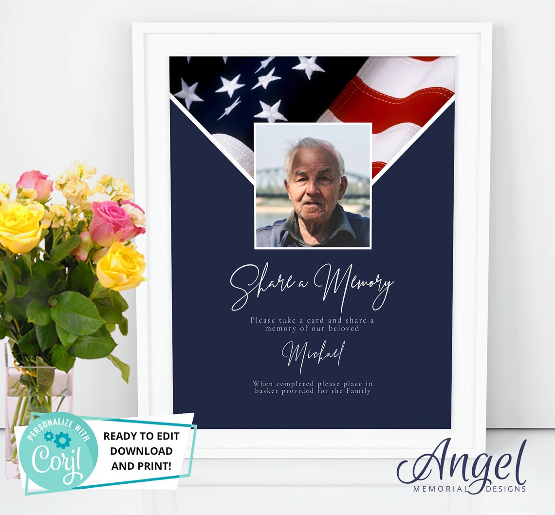 Share a Memory Funeral Sign Printable Soldier Funeral Memory - Etsy
