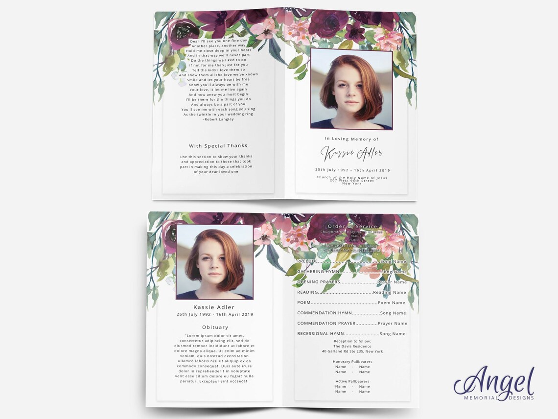 Funeral Program Template Digital Funeral Program Editable - Etsy