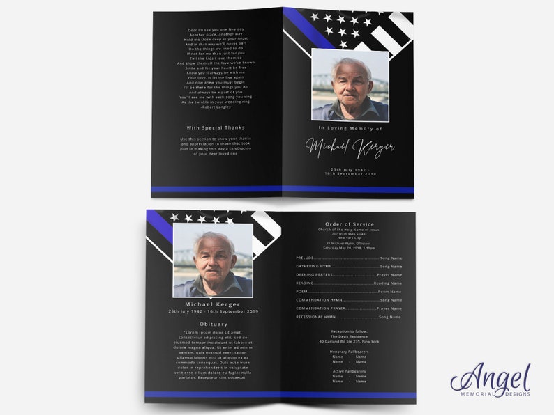 Law Enforcement Police Funeral Program Template Funeral Card Template ...