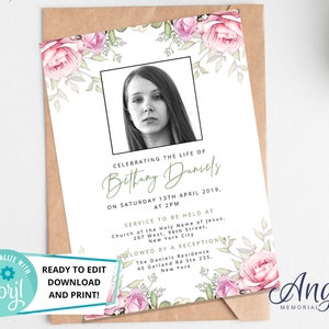 Rose Funeral Bundle Set - Printable Floral Funeral Memory Bundle | DIY ...