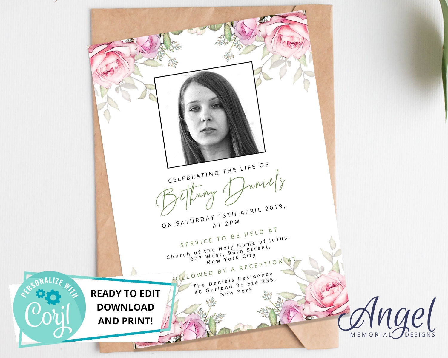 Rose Funeral Bundle Set Printable Floral Funeral Memory - Etsy