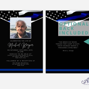 Funeral Announcement Card - Police Printable Funeral Invitation ...
