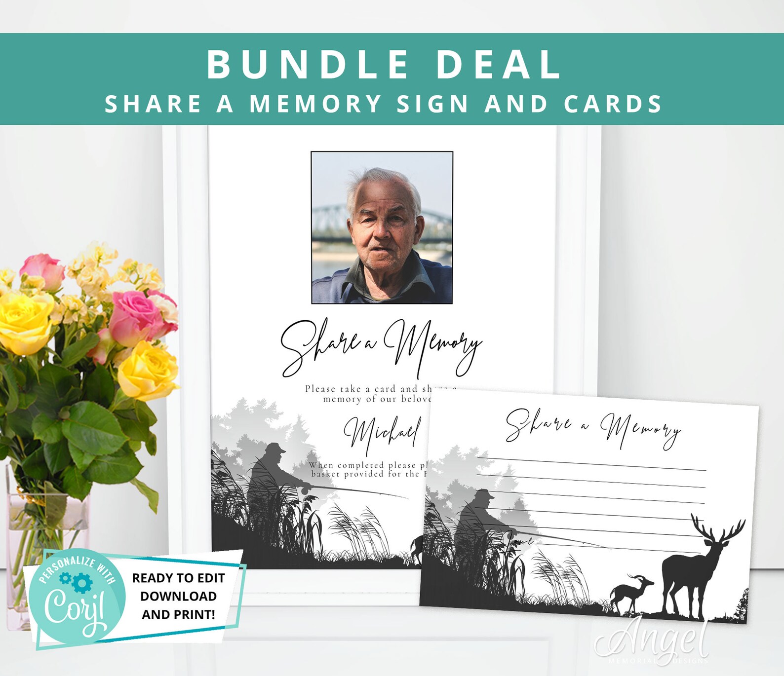 Share a Memory Funeral Sign and Card - Printable Funeral Memory Bundle ...