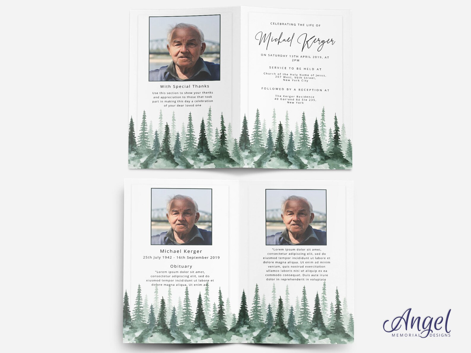 Funeral Program Template Funeral Card Template Editable | Etsy