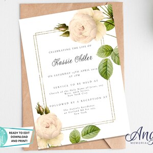 Vintage Funeral Announcement Card Printable Funeral Invitation ...