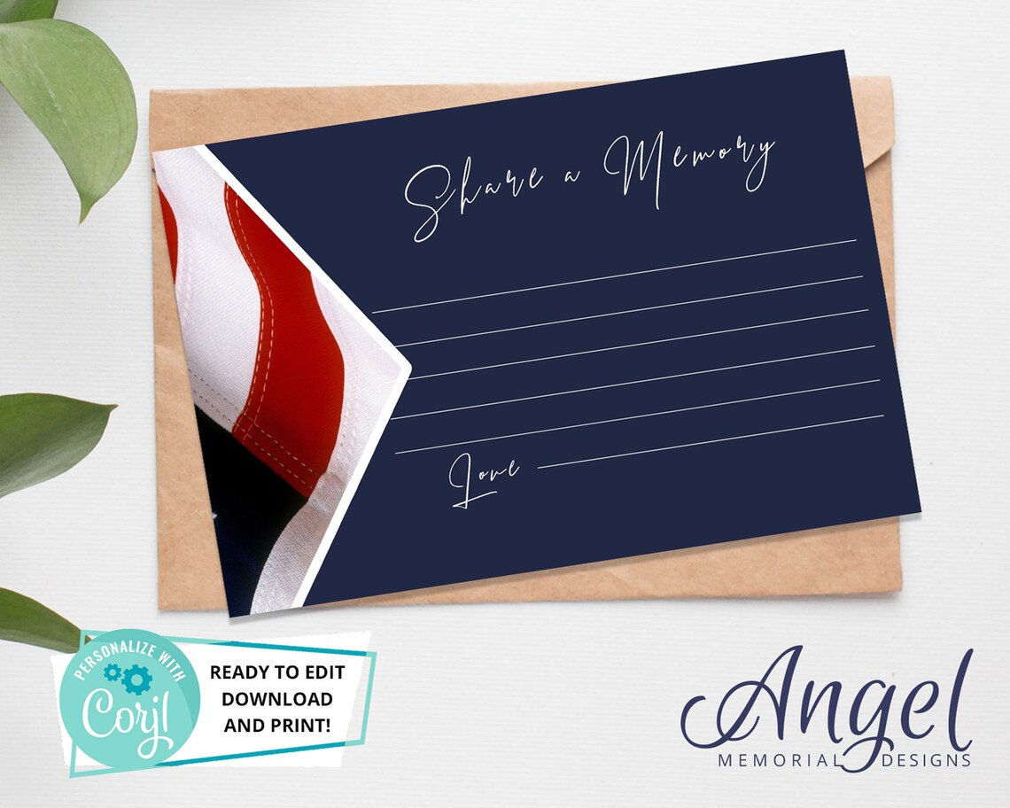 Share a Memory Funeral Card Printable Funeral Memory Card | Etsy