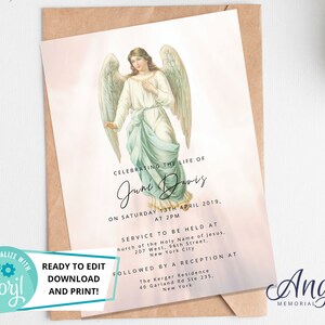 Angel Funeral Announcement Card Printable Funeral Invitation - Etsy