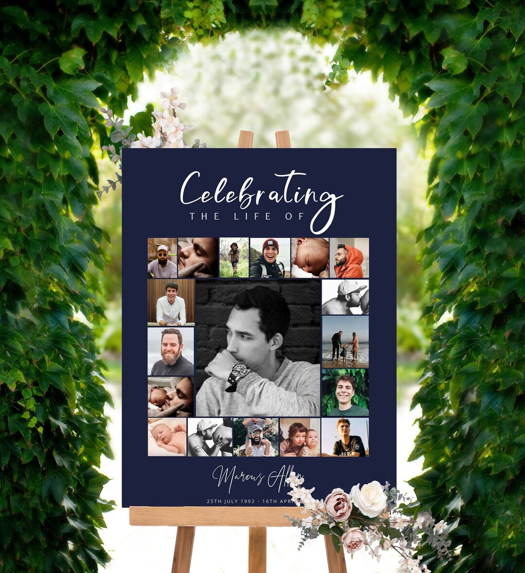 Multiple Photo Sign | Funeral Welcome Sign | Printable Funeral Welcome ...