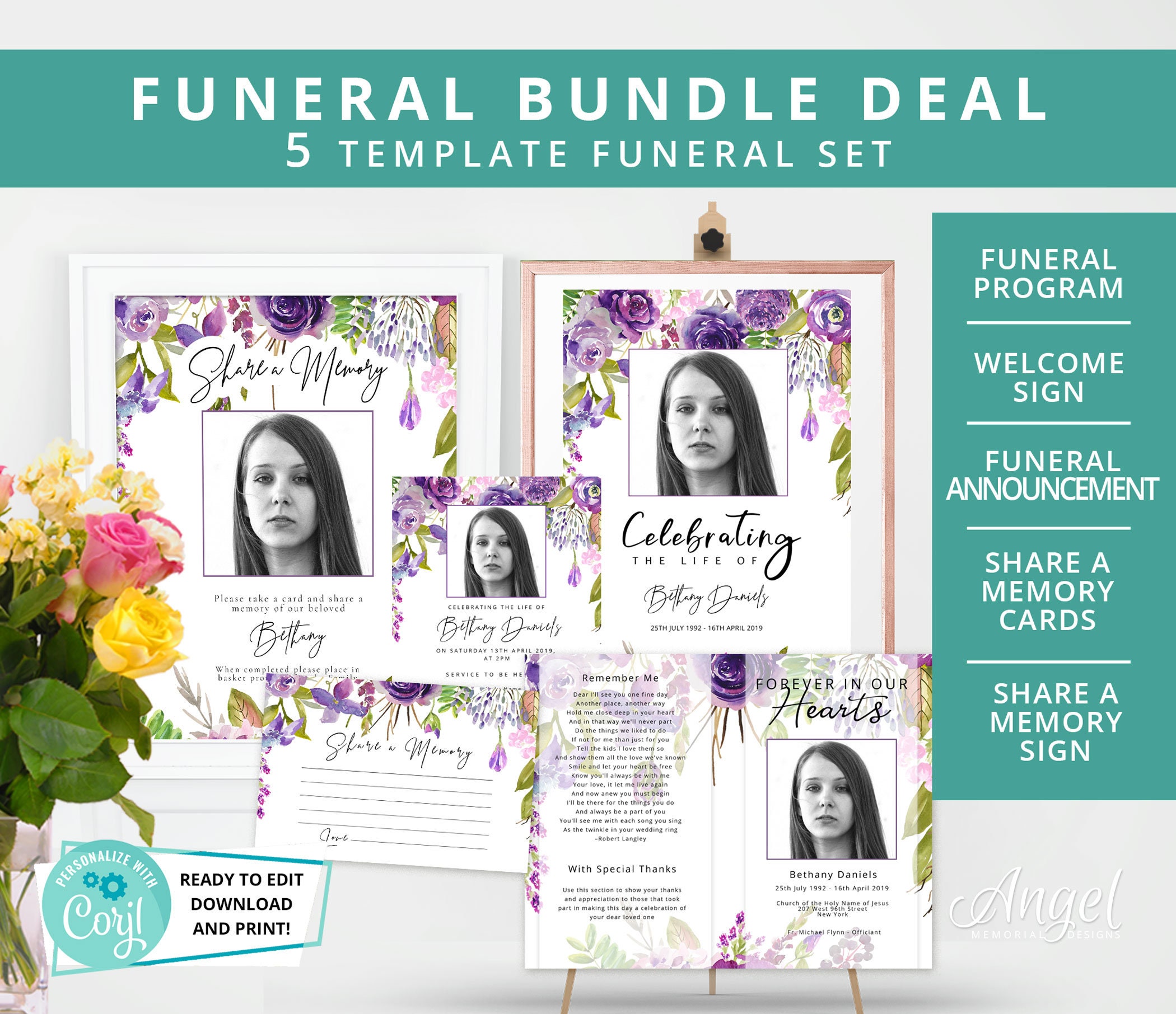 Funeral Bundle Set Printable Funeral Memory Bundle Funeral | Etsy