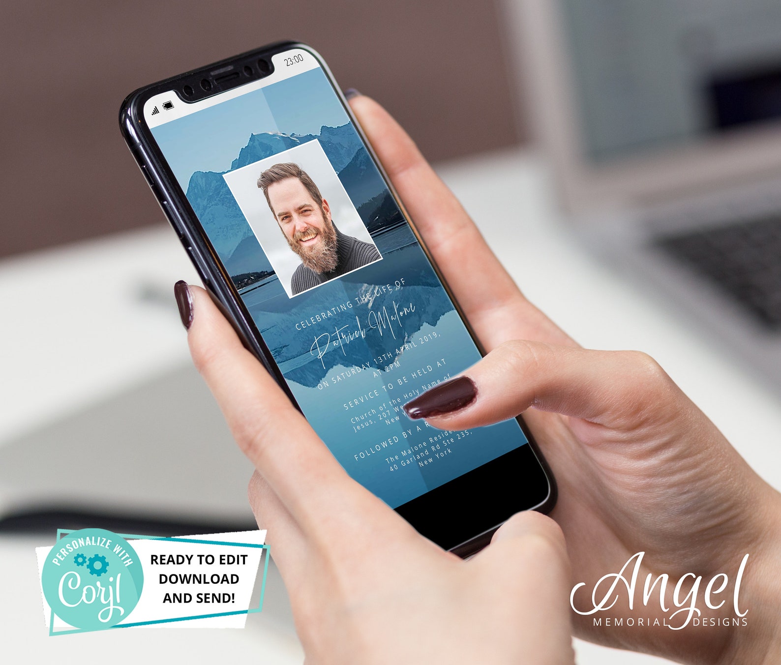 Funeral Announcement Invite - Electronic Celebration of Life | Editable ...