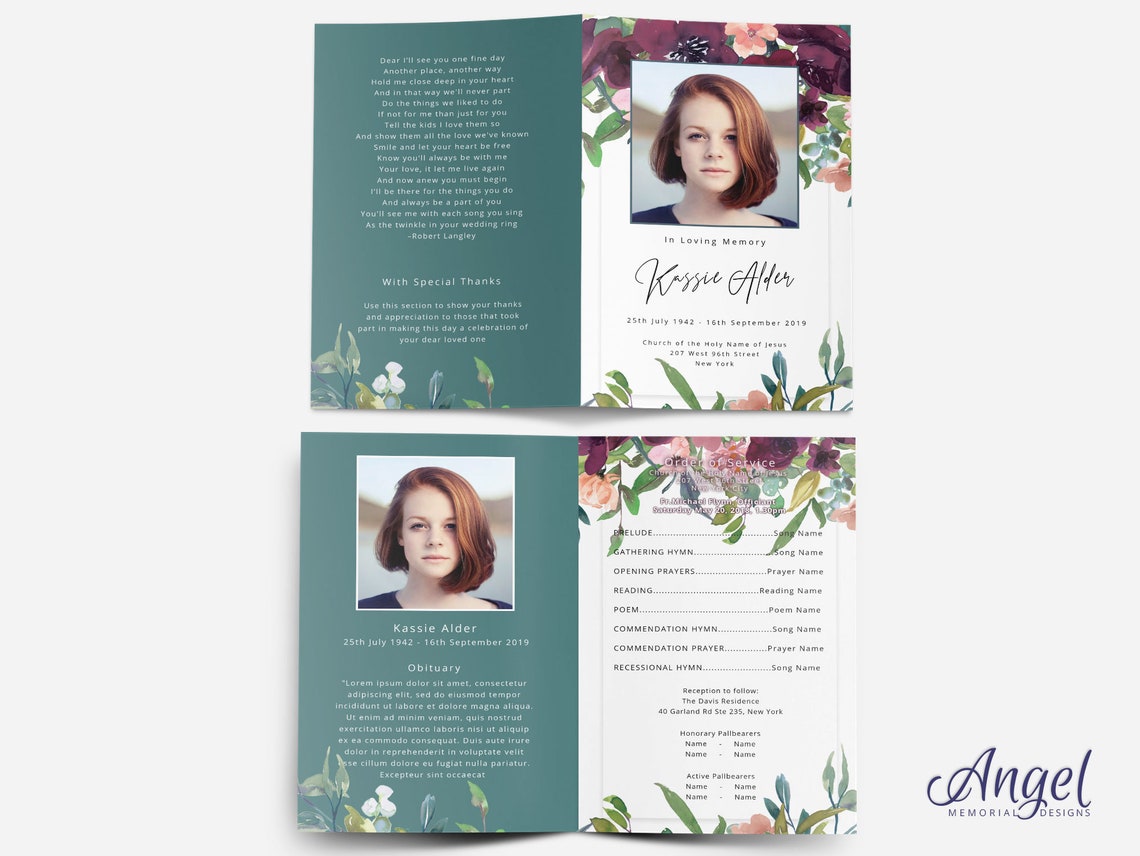 Funeral Program Template Digital Funeral Program Editable | Etsy