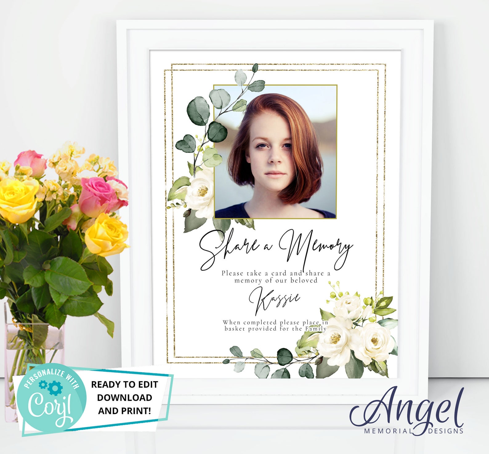 Share a Memory Funeral Sign and Card Flowers Printable - Etsy