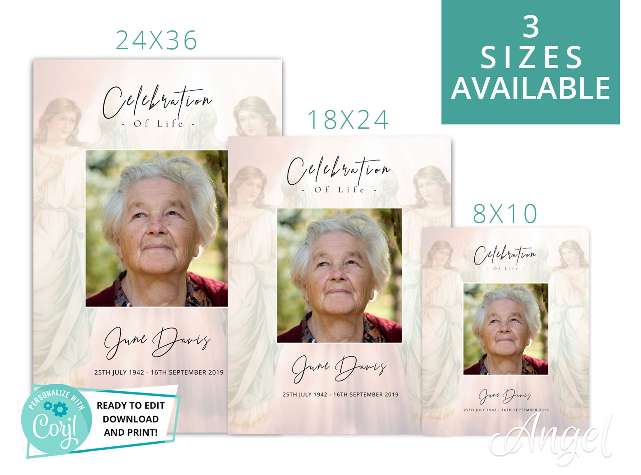 Angel Funeral Bundle Set Printable Funeral Memory Bundle | Etsy