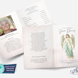 Angel Funeral Bundle Set - Printable Funeral Memory Bundle | Funeral ...