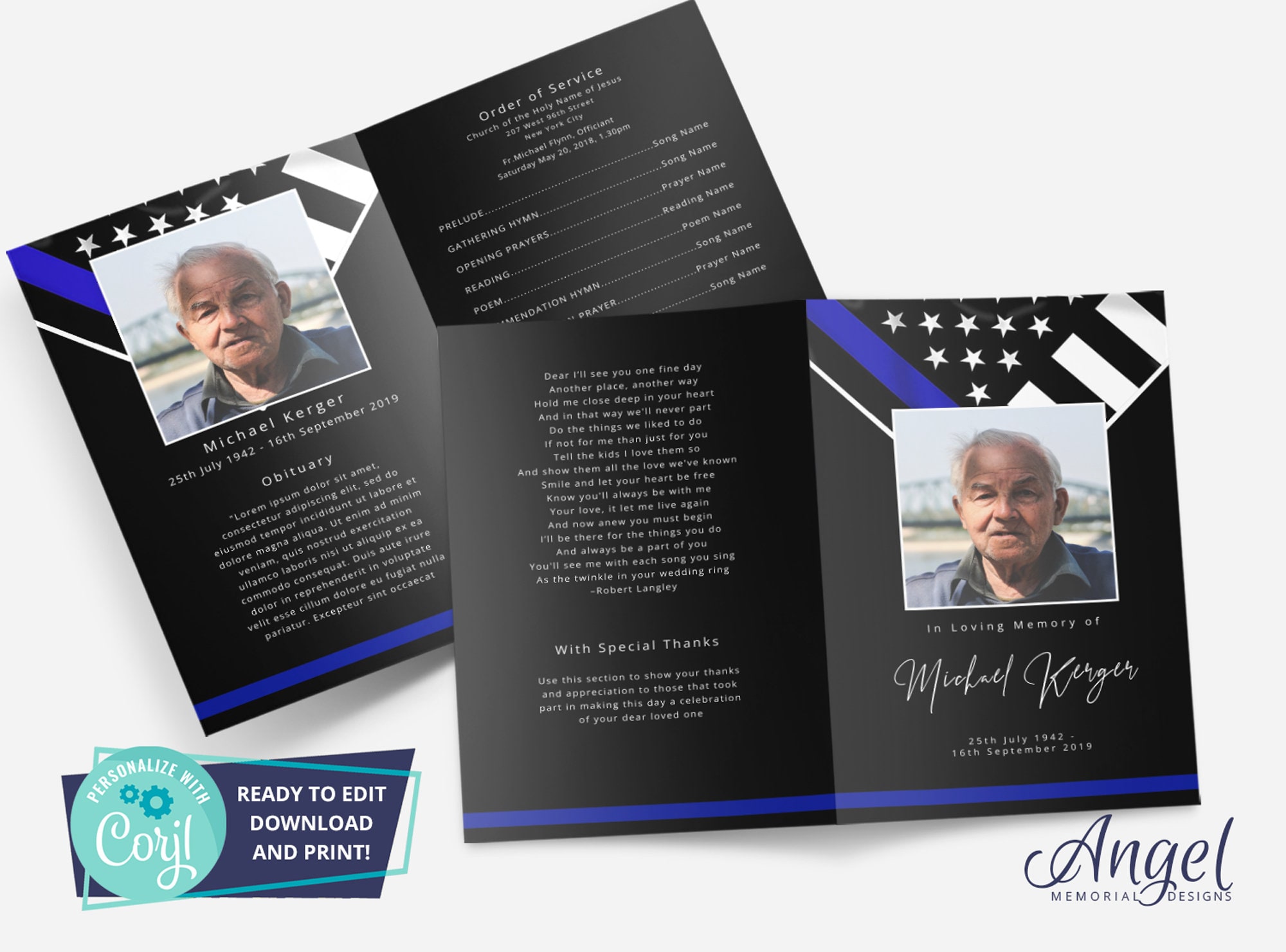 Law Enforcement Police Funeral Program Template Funeral Card - Etsy