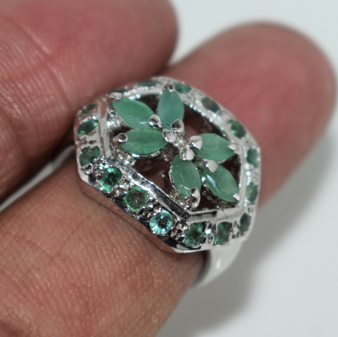 Natural Emerald 925 solid sterling silver ring 925 sterling | Etsy