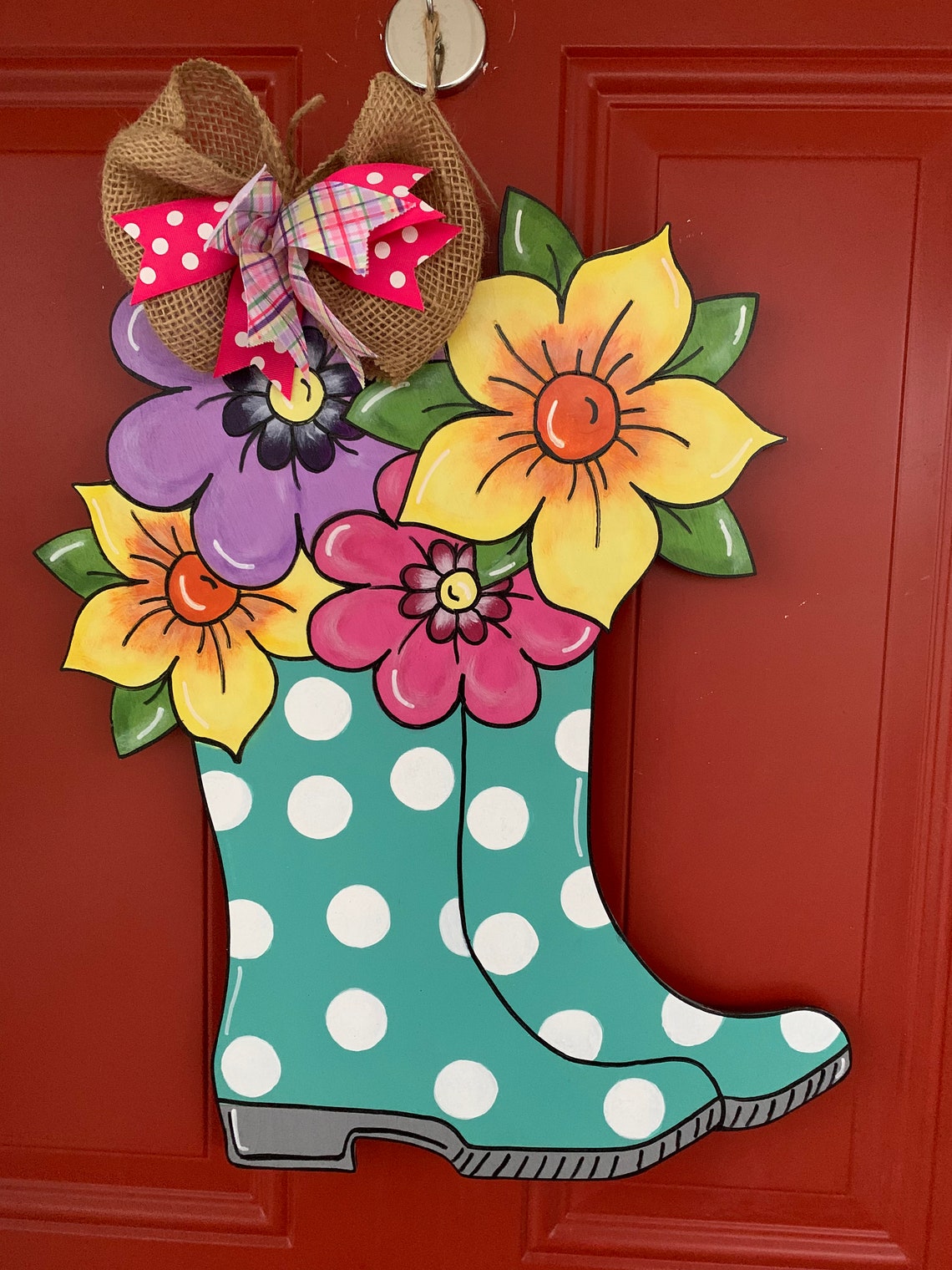 Rain Boot Spring Door Hanger - Etsy