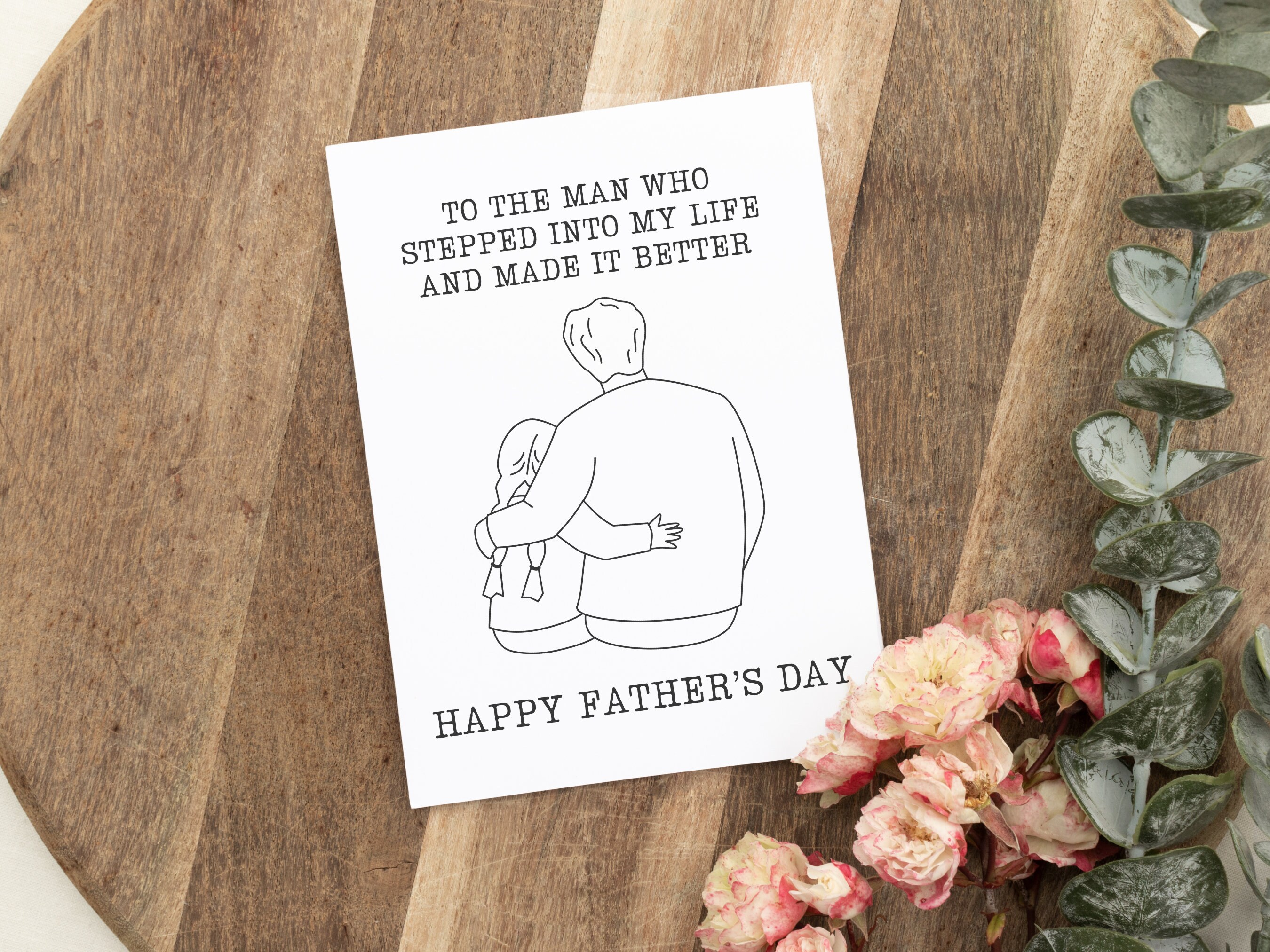 Printable Father's Day Card for Step Dad, Transparent PNG Card, Digital ...