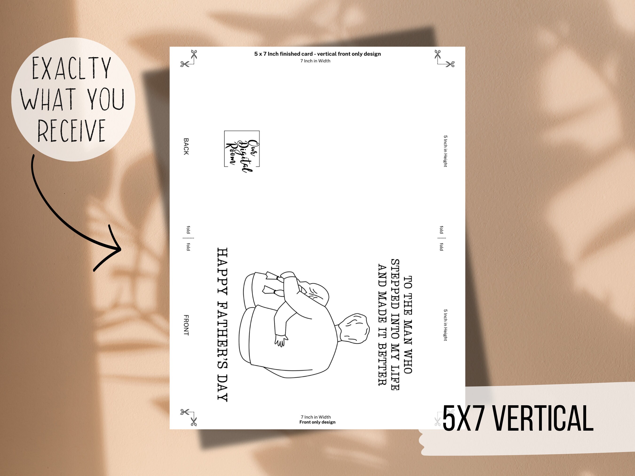 Printable Father's Day Card for Step Dad, Transparent PNG Card, Digital ...