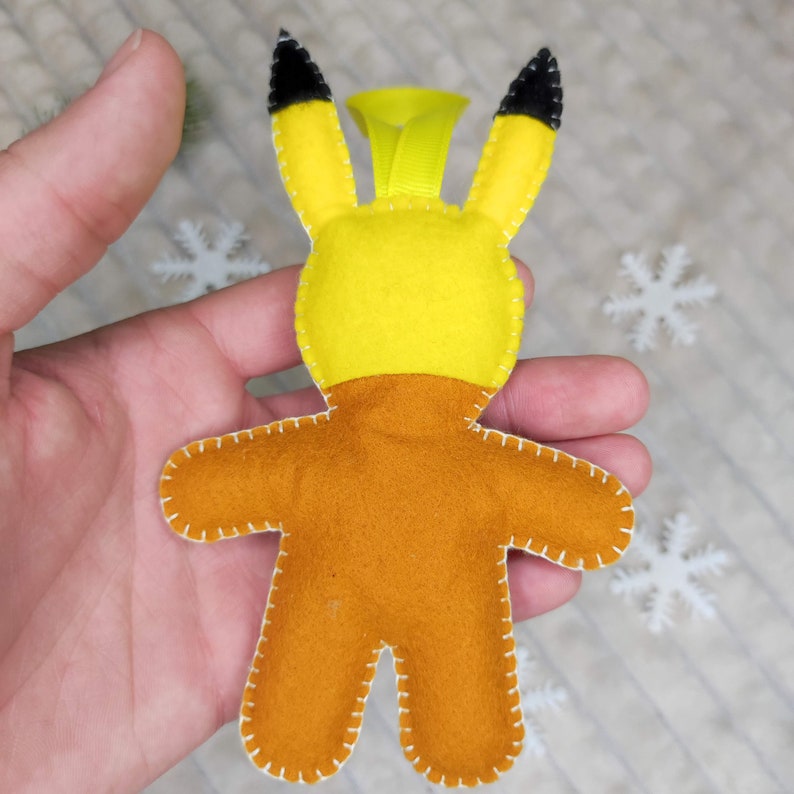Gingerbread Felt in Pikachu Costume Christmas Ornament - Etsy