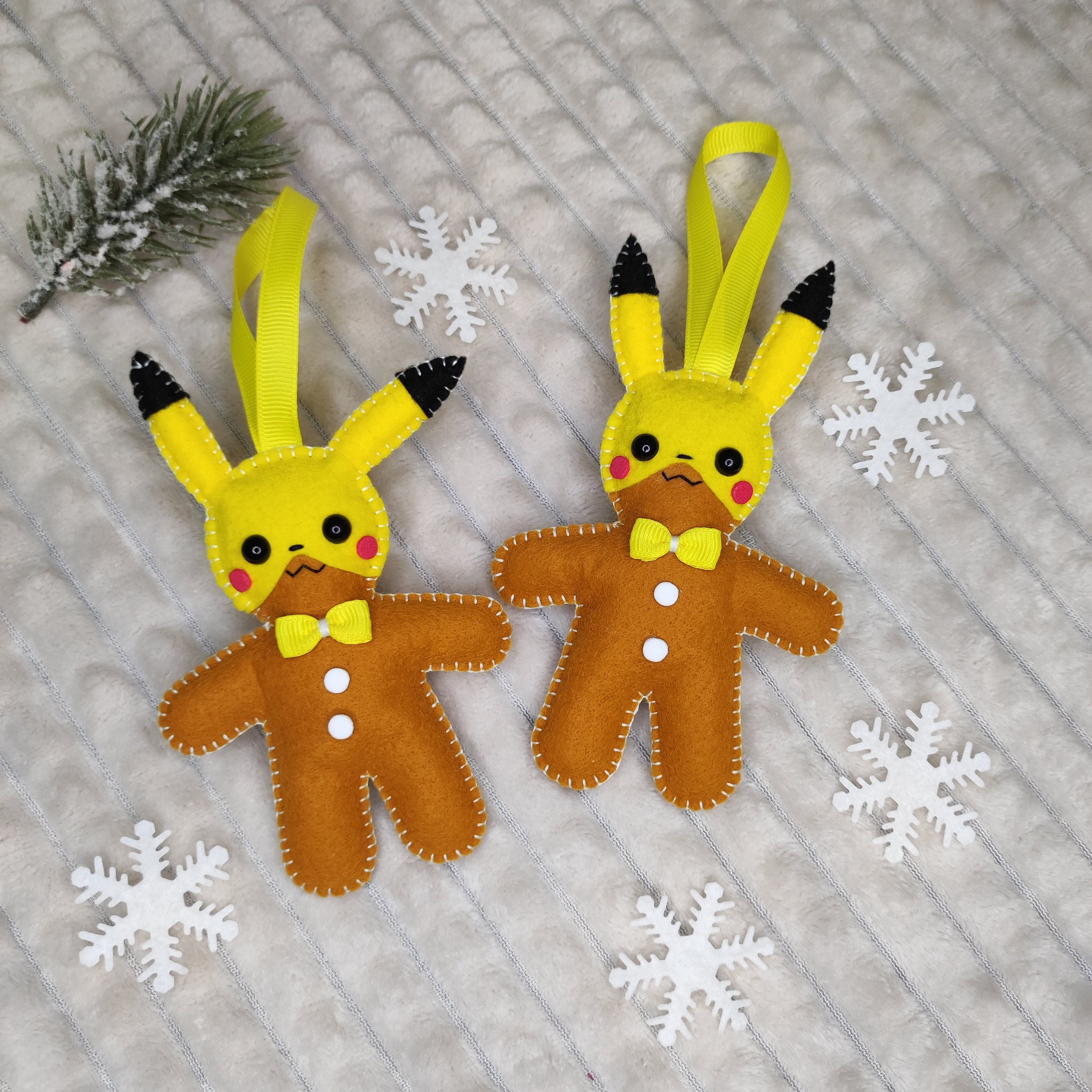 Gingerbread Felt in Pikachu Costume Christmas Ornament - Etsy