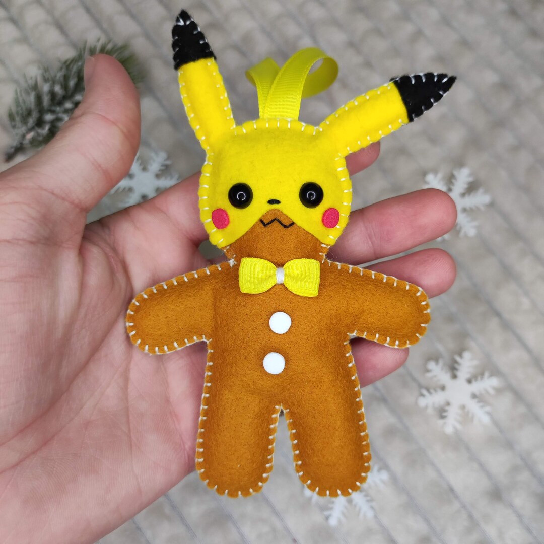 Gingerbread Felt in Pikachu Costume Christmas Ornament - Etsy