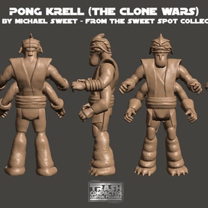 Pong Krell (the Clone Wars) - 3D Printed Model Kit- Vintage-style Star ...